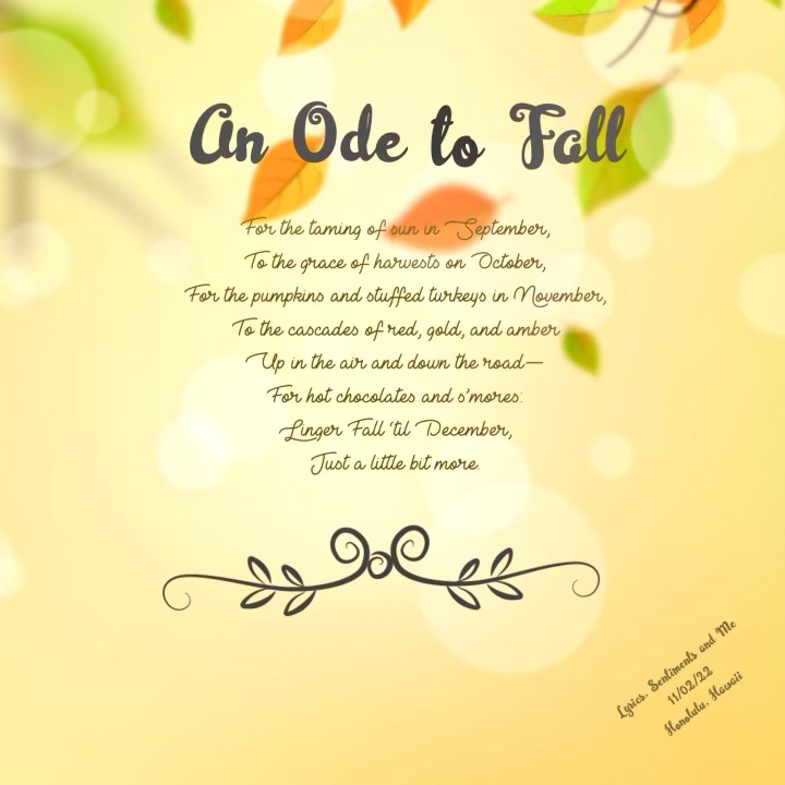 An Ode To Fall – Lyrics, Sentiments and Me