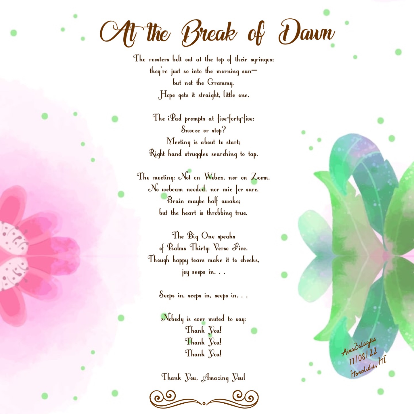 At the Break of Dawn – Lyrics, Sentiments and Me